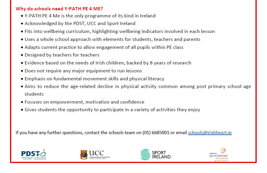 Y-PATH PE 4 ME (FOR P.E. TEACHERS ONLY) 6 March 2019-Post Primary ...